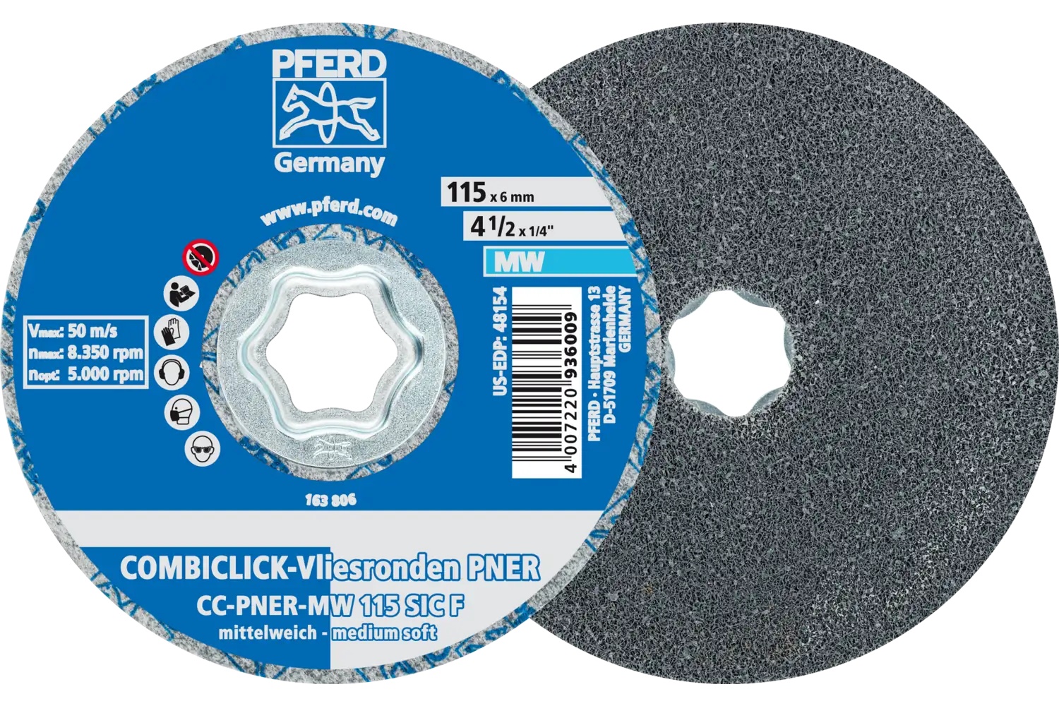 Sussex Tool and Supply. Pferd Combiclick® Unitized Disc, 4-1/2" Dia ...